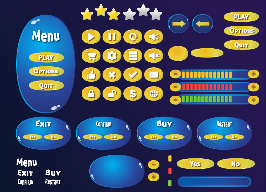 Game UI: Launching Our Vibrant Blue and Yellow Design - Game UI Buttons ... Game UI: Launching Our Vibrant Blue and Yellow Design - Game UI Buttons ...