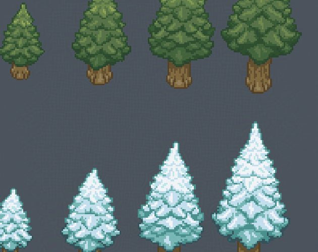 Pixel Objects Pack - Conifer Trees by VectoRaith