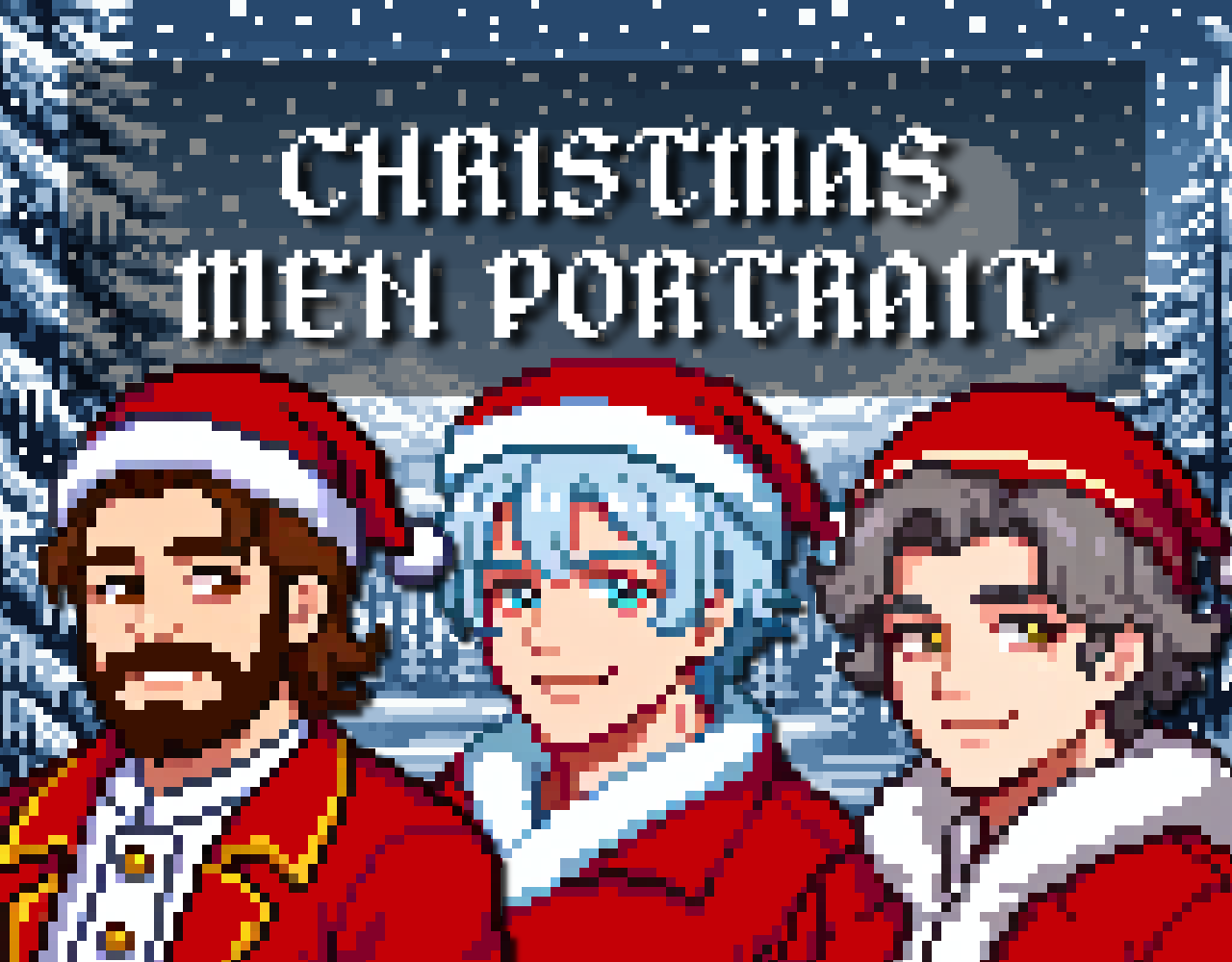 Christmas Santa Claus Pack - 12 Unique Pixel Art Male Portraits ...