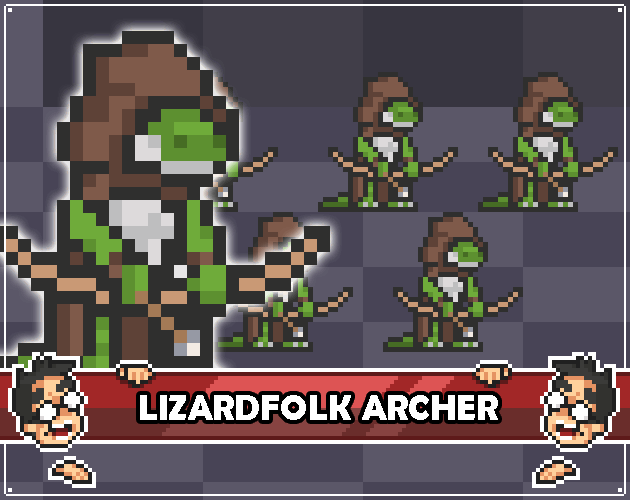 2D Pixel Art Lizardfolk Archer Sprites by Elthen's Pixel Art Shop