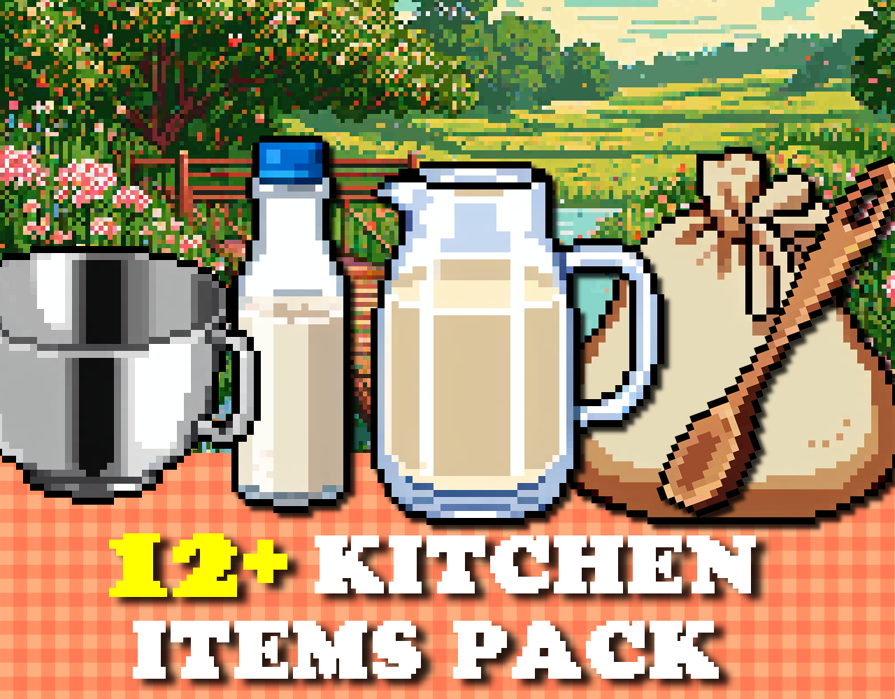 12 Kitchen Tools & Ingredients - Pixelart / Pixel Art Sprite for ...