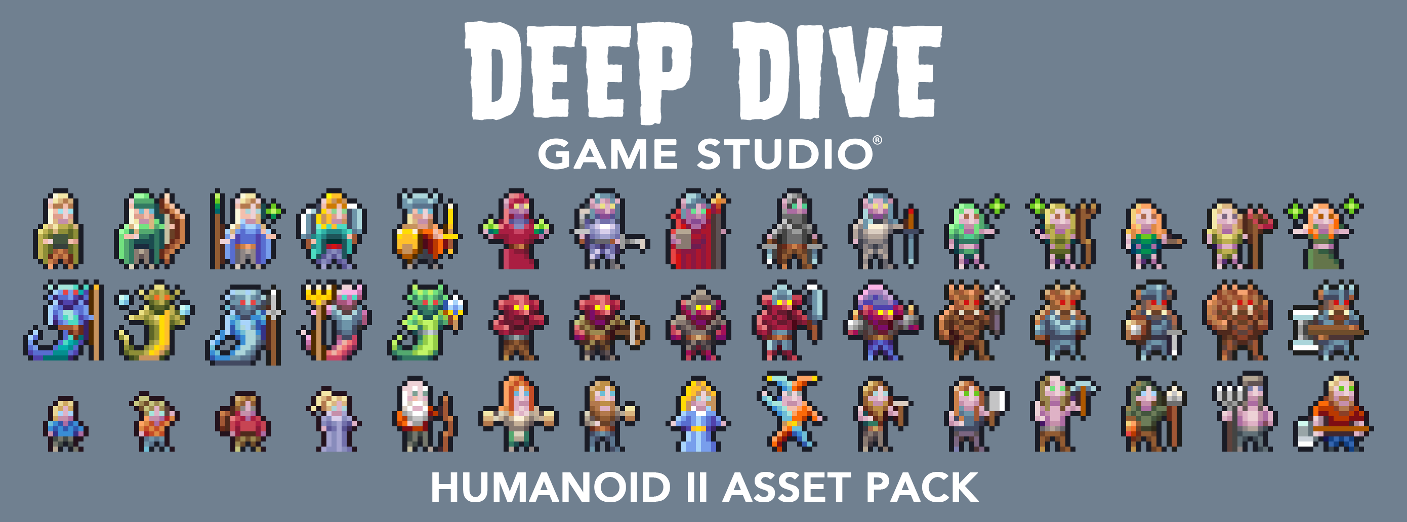 Humanoid II Asset Pack [16x16] by DeepDiveGameStudio