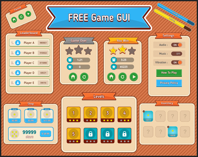 Simple Game GUI by coolgameart