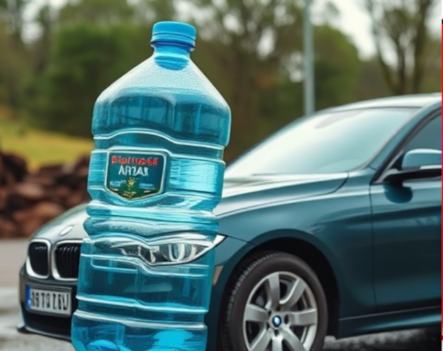 Car and Giant Low Quality Metal Water Bottle by AiPoweredGames