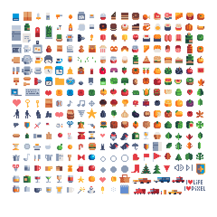 8x8 px various icons by piiixl