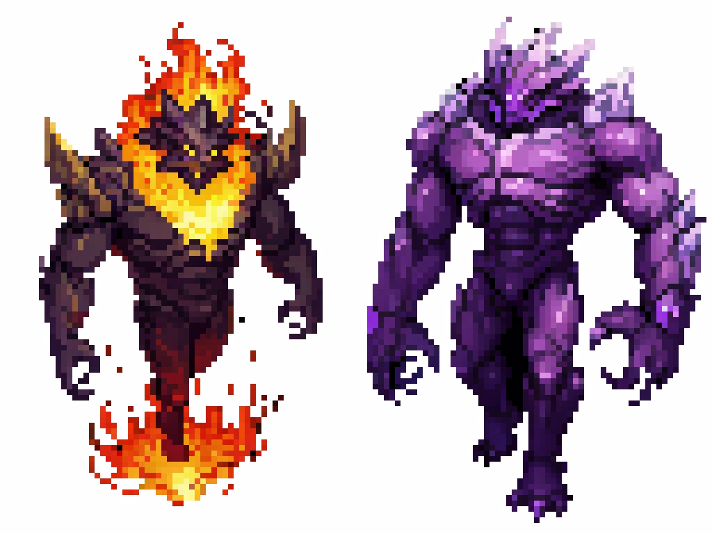 Pixel-Art Golems & Elementals Sprite Pack - 34 Golems & Elementals by ...