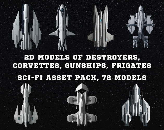 2D Models of Destroyers, Corvettes, Gunships, Frigates - Asset Pack by ...