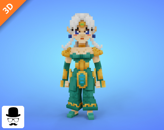 Elf 4 Voxel Character - 3D Lowpoly Fantasy Creature by MrMGames