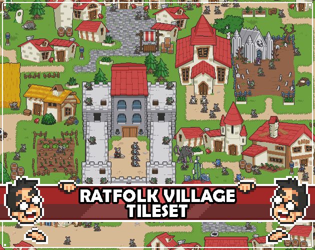 2D Pixel Art Ratfolk Village Tileset by Elthen's Pixel Art Shop