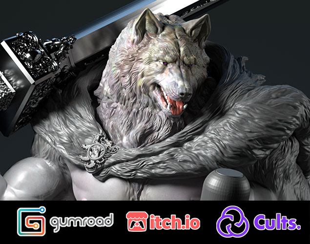 Blade Wolf Pen holder (Extra edition) - 3D Print Kit by Justgruff