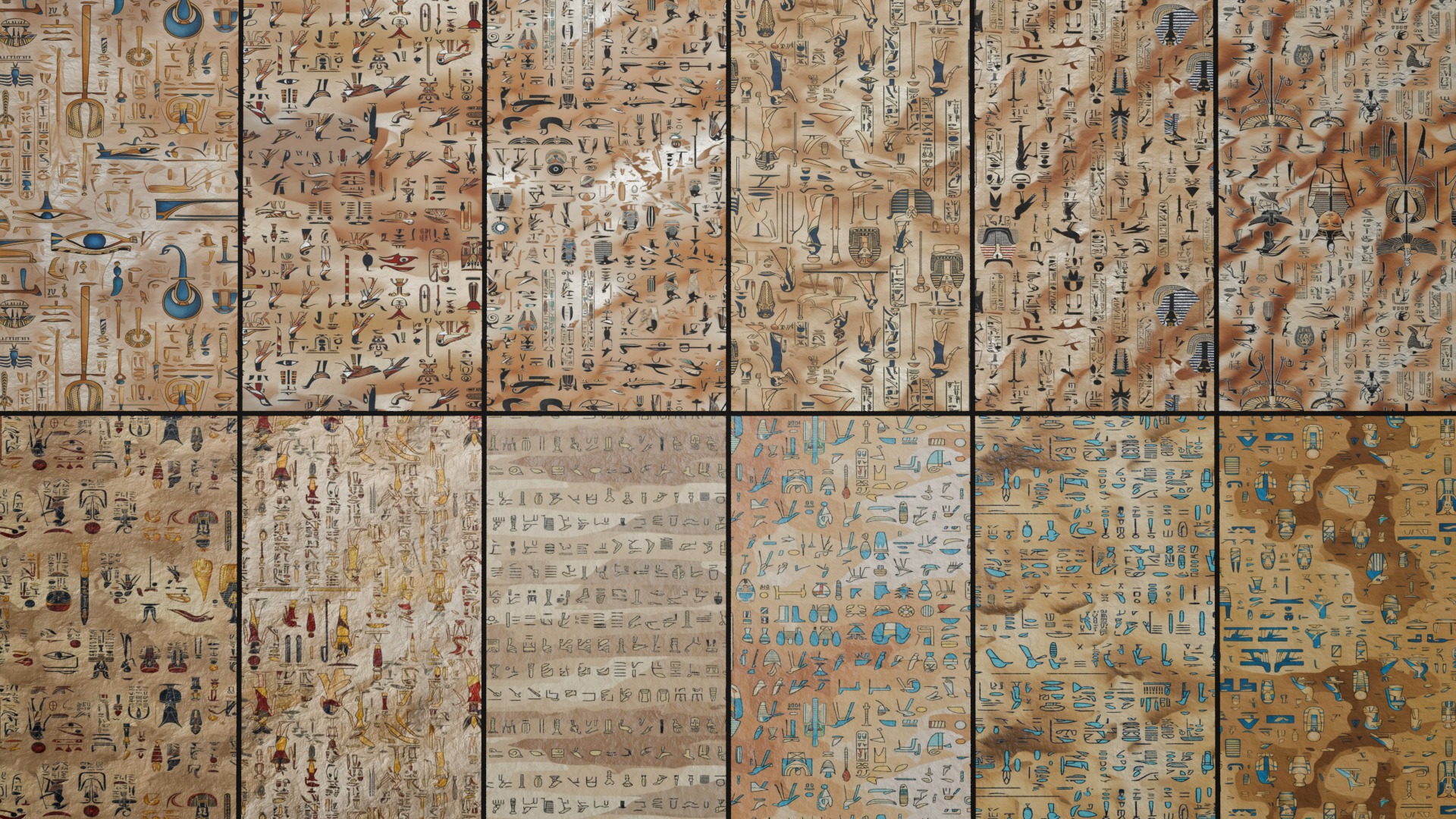 Collection of 12 Egyptian Hieroglyphs Seamless Textures - Vol 2 by ...