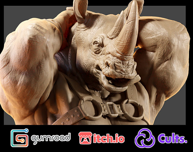 Rhino (Extra Edition)- 3D Print Kit by Justgruff