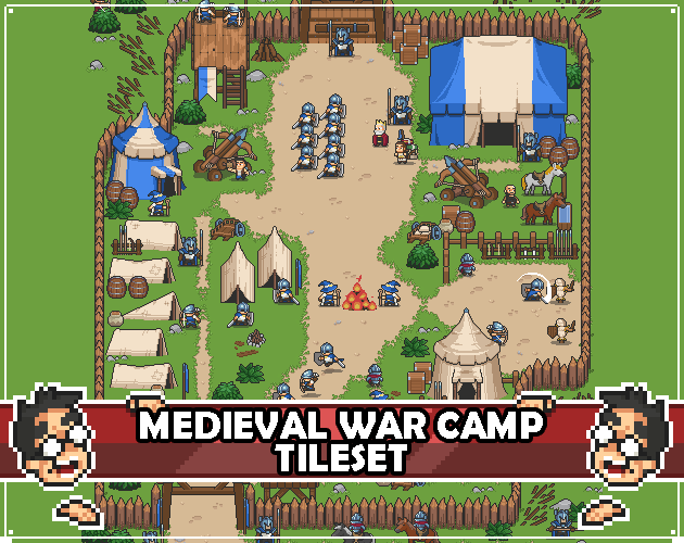2D Pixel Art Medieval War Camp Tileset by Elthen's Pixel Art Shop