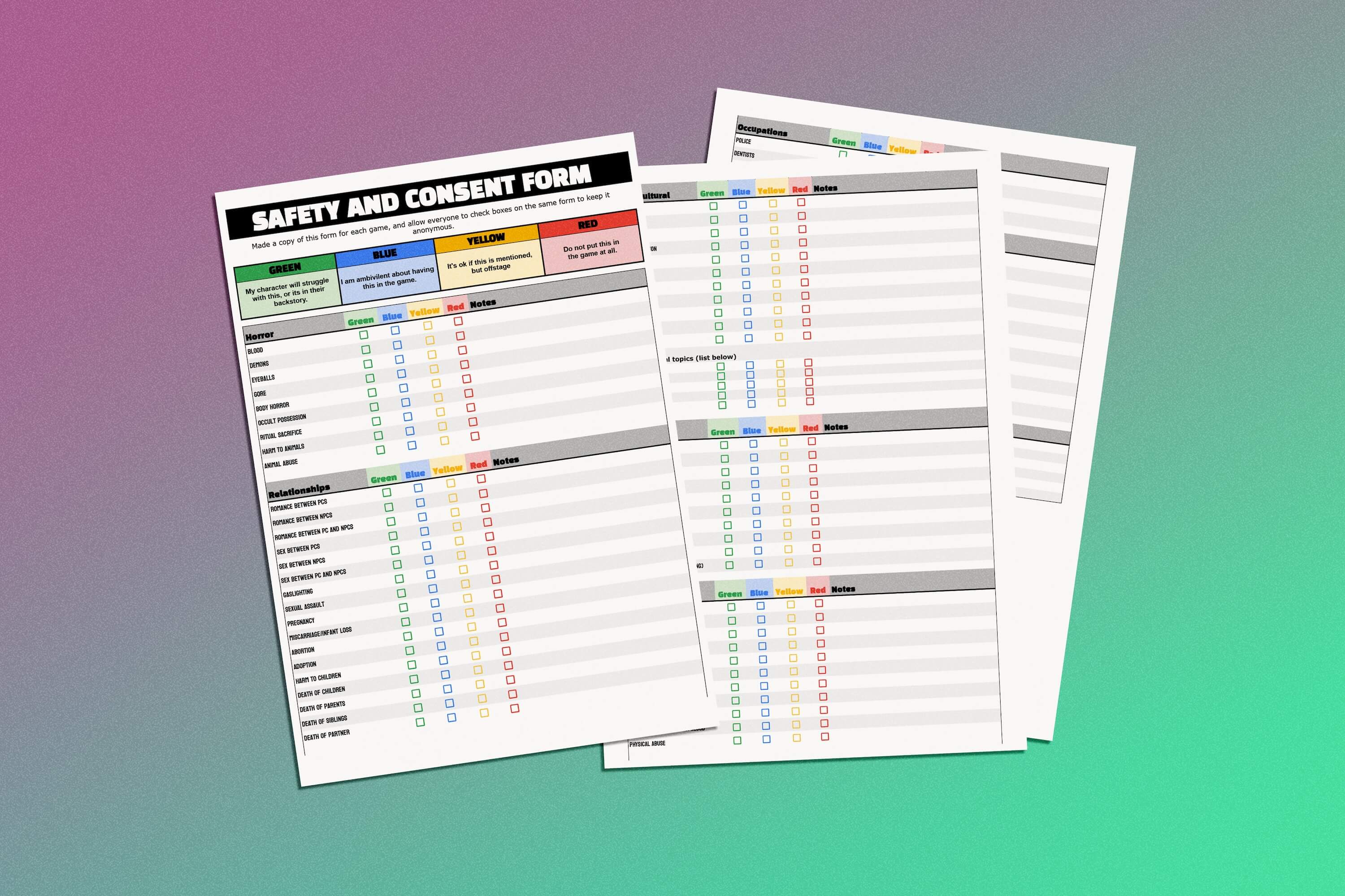 TTRPG Safety Form by jennafiggers