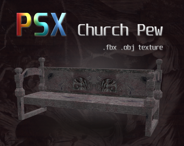 Church Pew - PSX Lowpoly 3D model by Leipea
