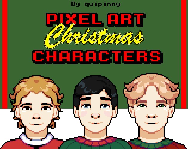 15 Pixel Art Christmas Characters 64x64 by quipinny