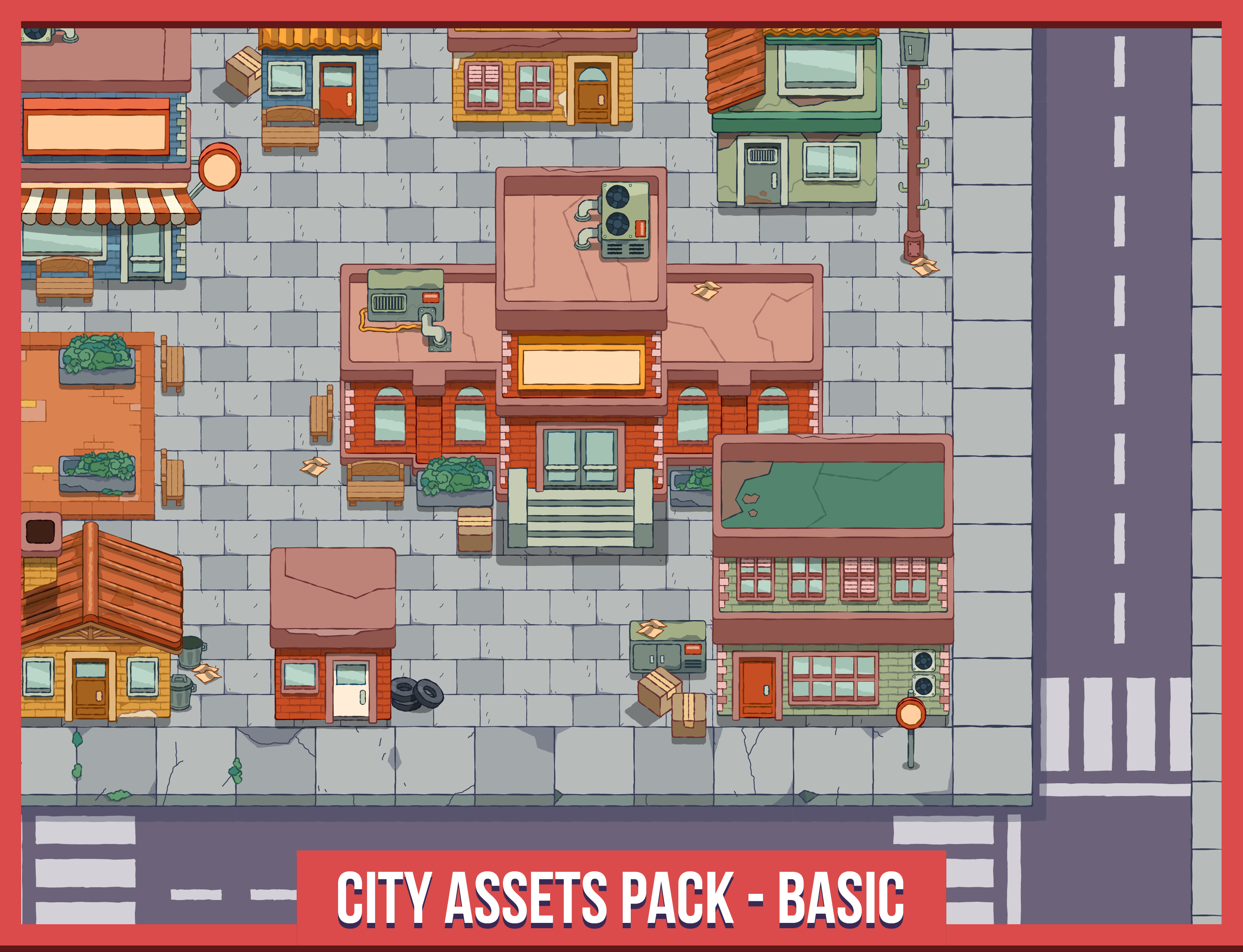 Top Down - City Assets Pack - Basic by Dummy