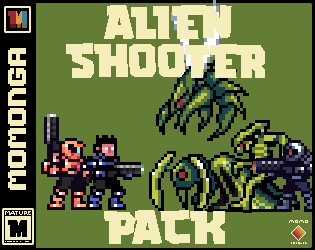 2D Platformer Shooter Space Combat Suit Character Sprite by MOMONGA