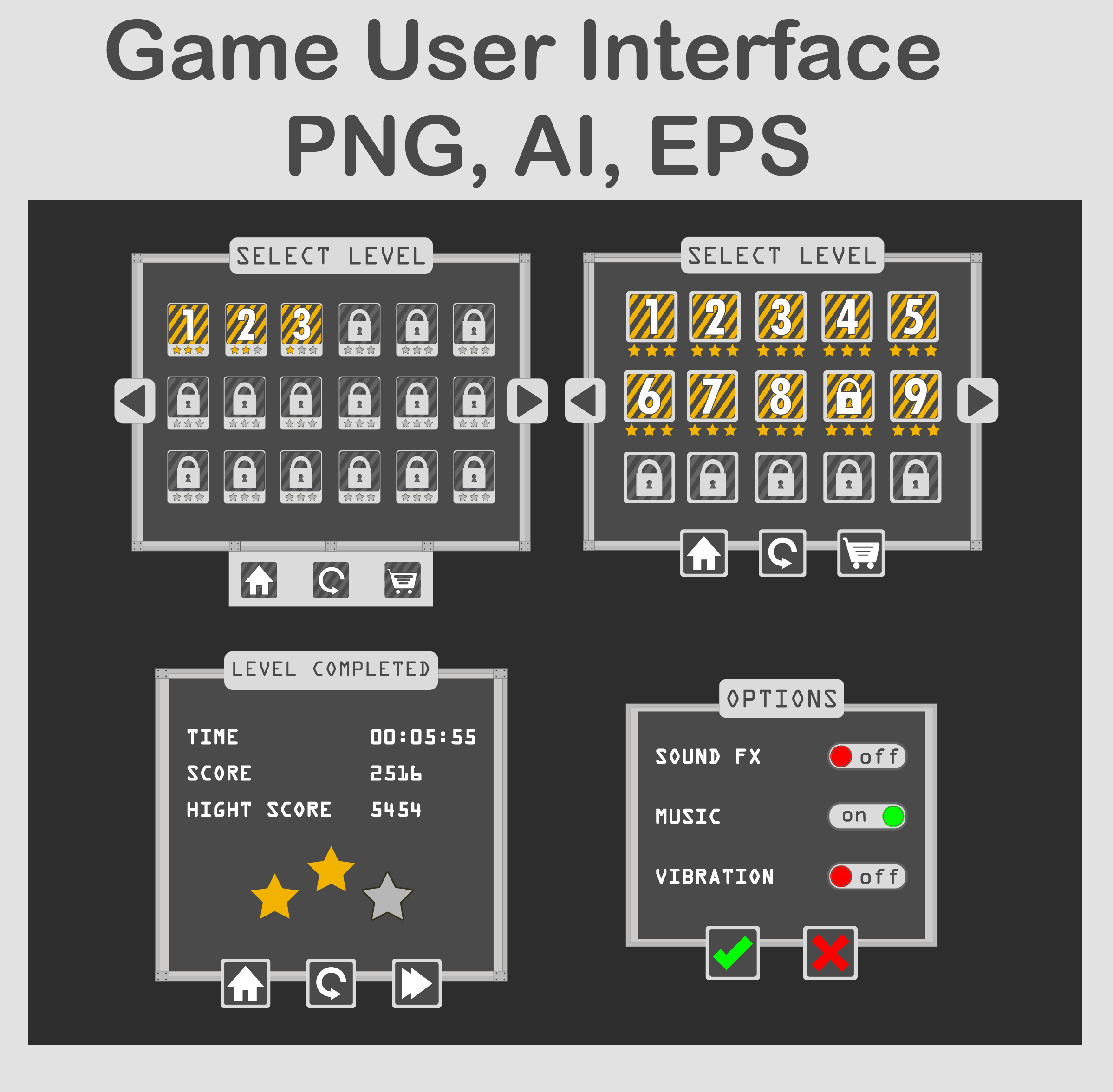 Graphic User Interface 2, buttons games 2D by ARTNAKI