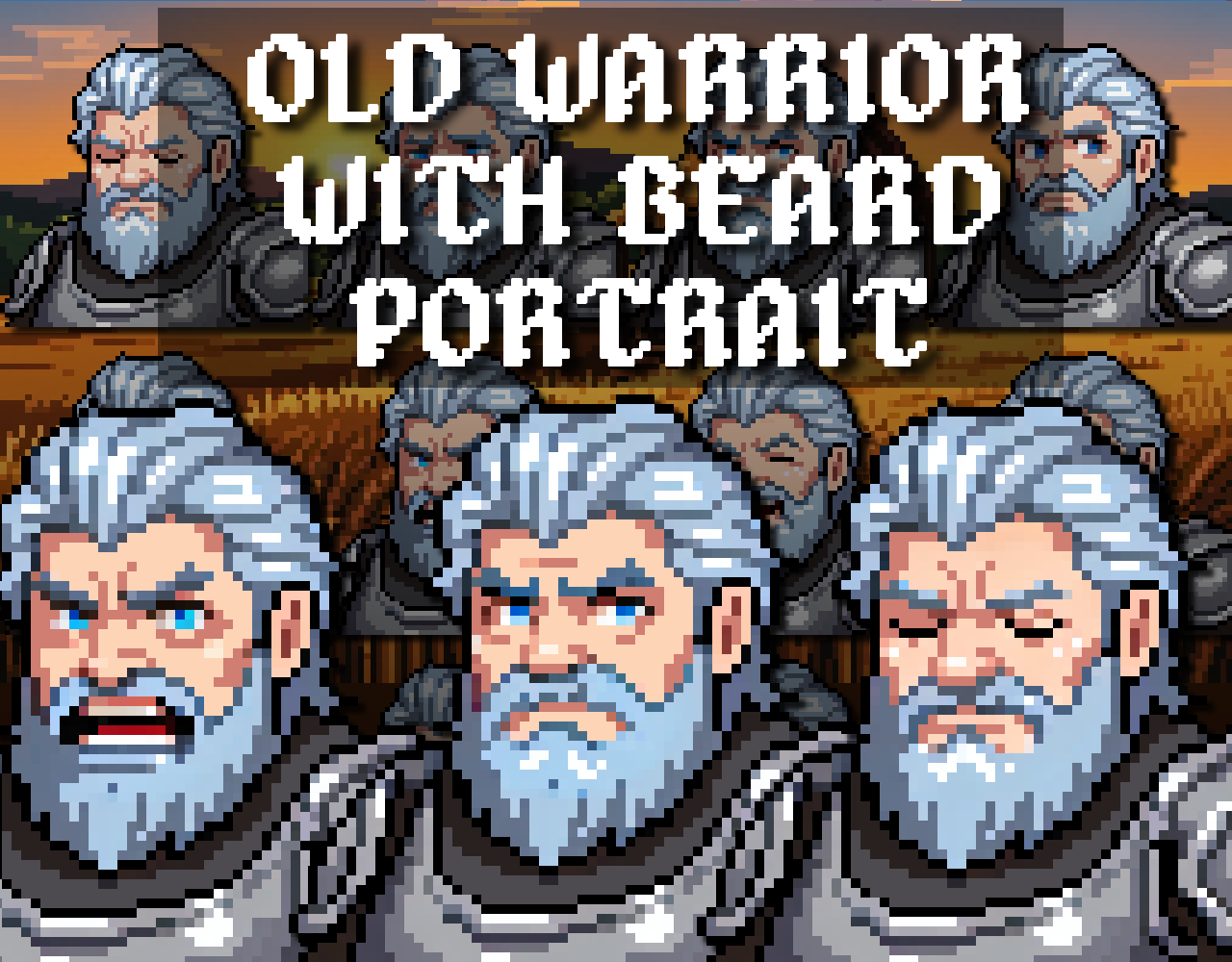 Wise Old Knight Portrait - Pixel Art Sprite Male Veteran Warrior Bust ...