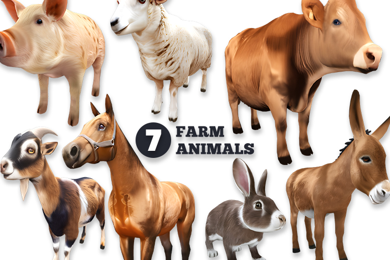 Farm Animals 3D Model Bundle by NO SKILL MODELLING