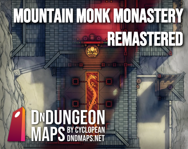 Mountain Monk Monastery Remastered - D&D/DnD Battle Map Pack by Cyclopean