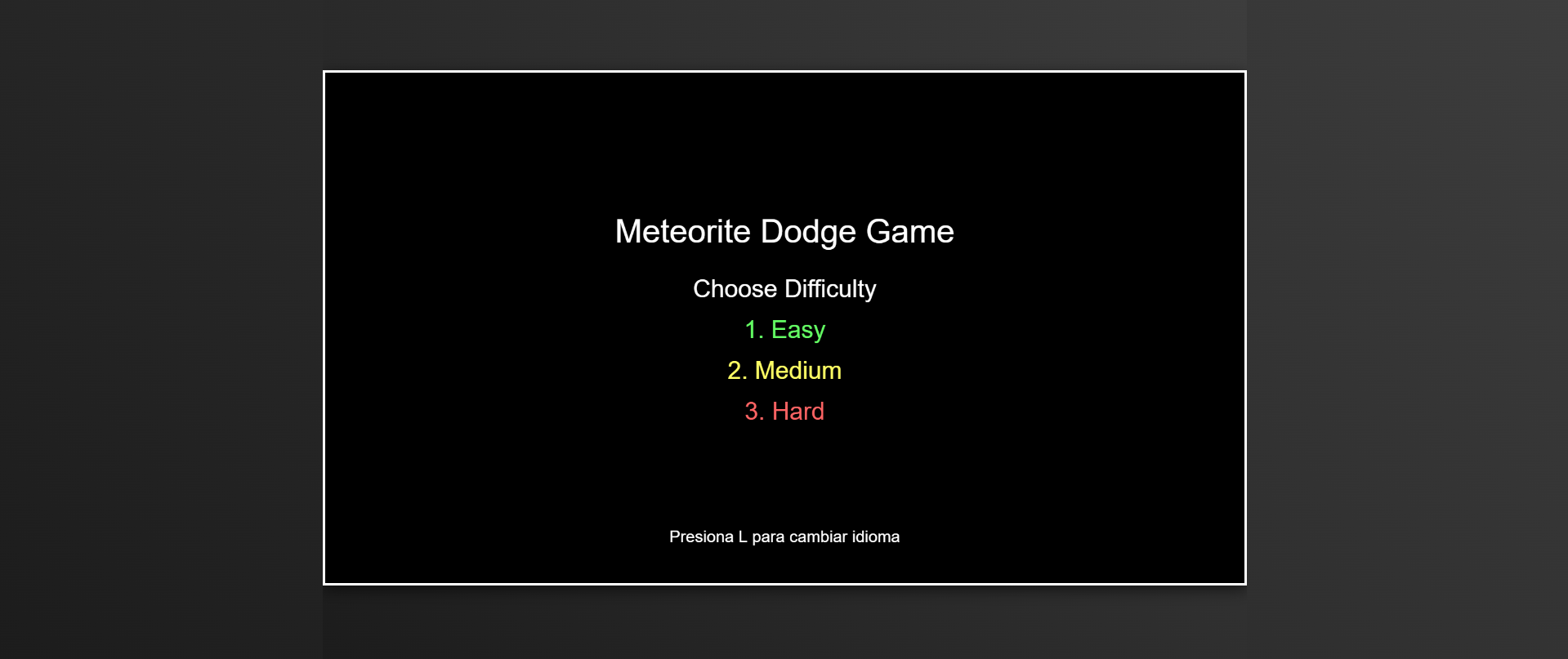 Meteorite Dodge Game by Lucas Ramirez
