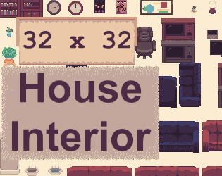 House Interior Tileset 32x32 by Graduation Cat