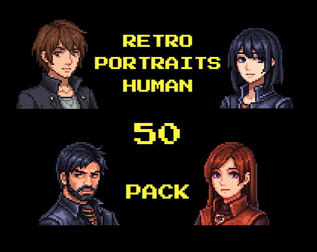 Pixel-art Retro Portraits Human Pack (50 Portraits) by Batareya
