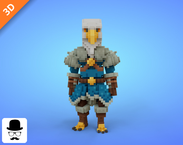 Eagle Warrior Voxel Character - 3D Lowpoly Fantasy Creature by MrMGames