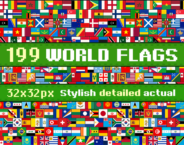 199 DETAILED WORLD FLAGS (32x32px) for your game or project. by ...