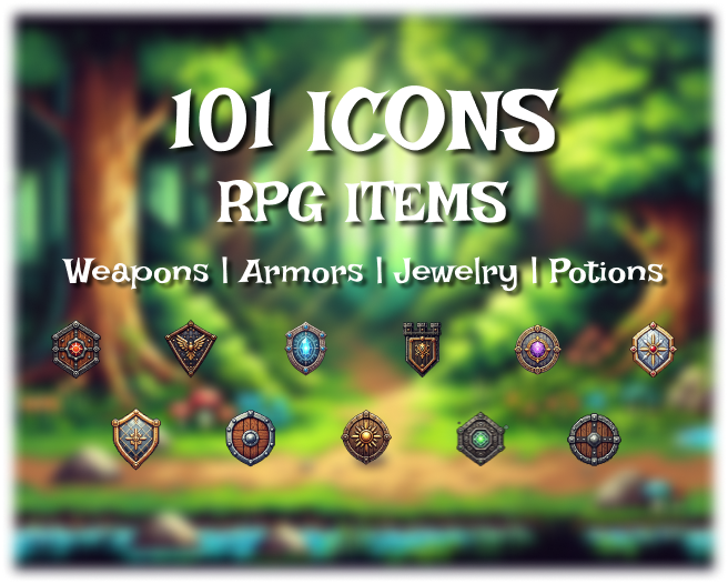 101 RPG ICONS - Inventorty items [32x32] [64x64] by zephiredev
