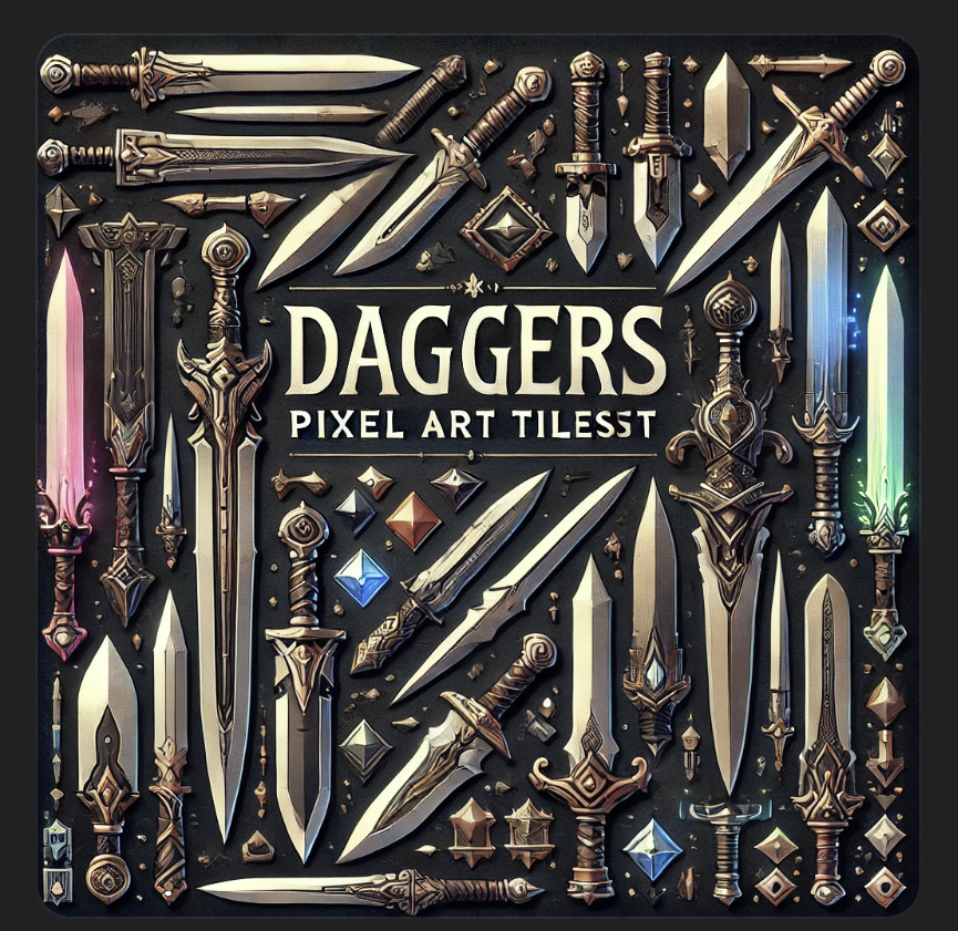 Daggers Pixel Art Tileset - Modular Weapons for RPG and Adventure Games ...