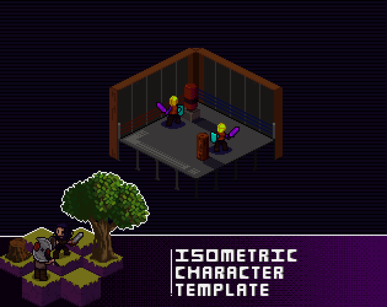 Isometric Character Template (Warrior) by Den of pixels