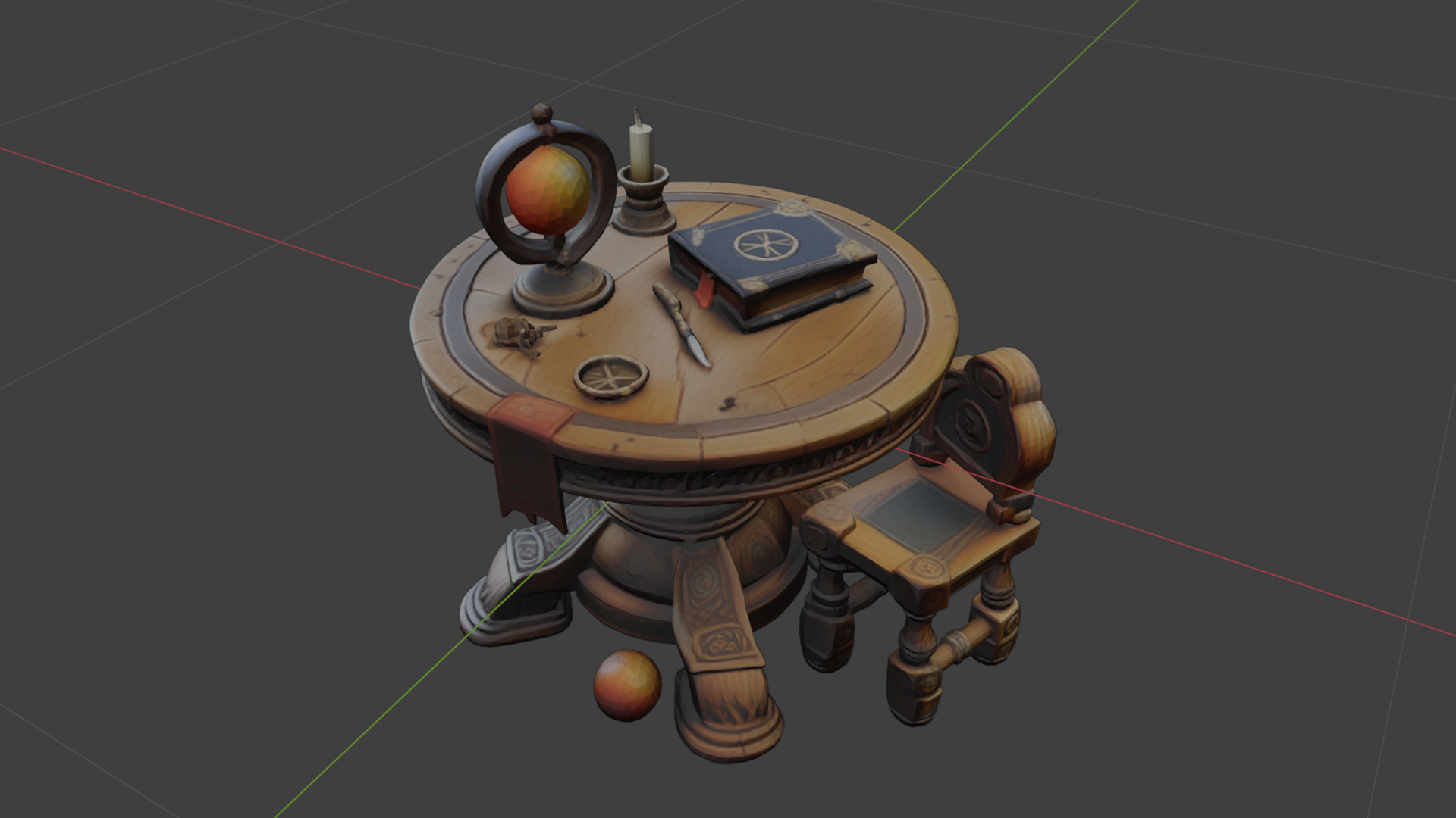 3D Wizard's magical wooden table by picardone