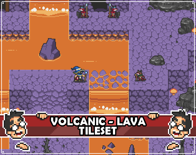 2D Pixel Art Volcanic - Lava Tileset by Elthen's Pixel Art Shop