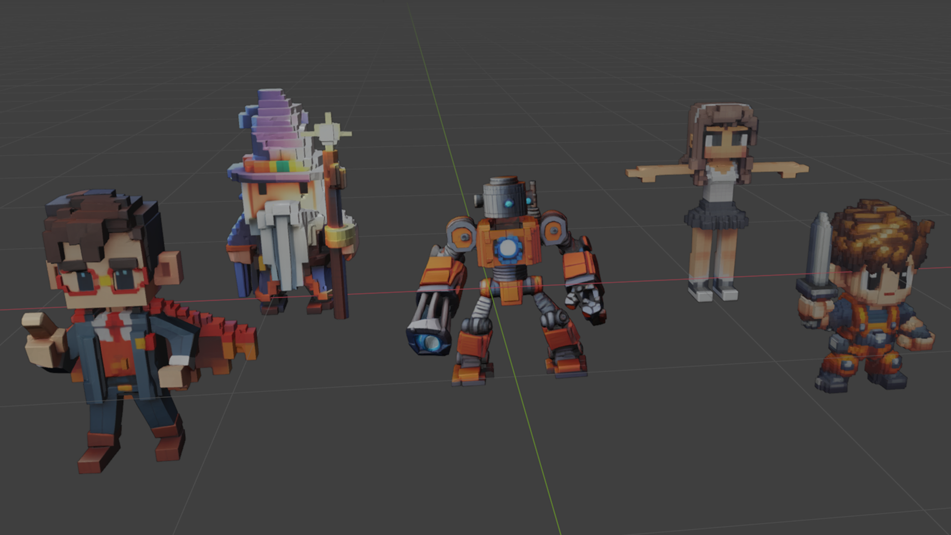 Cool 8-bit 3D various character models by picardone