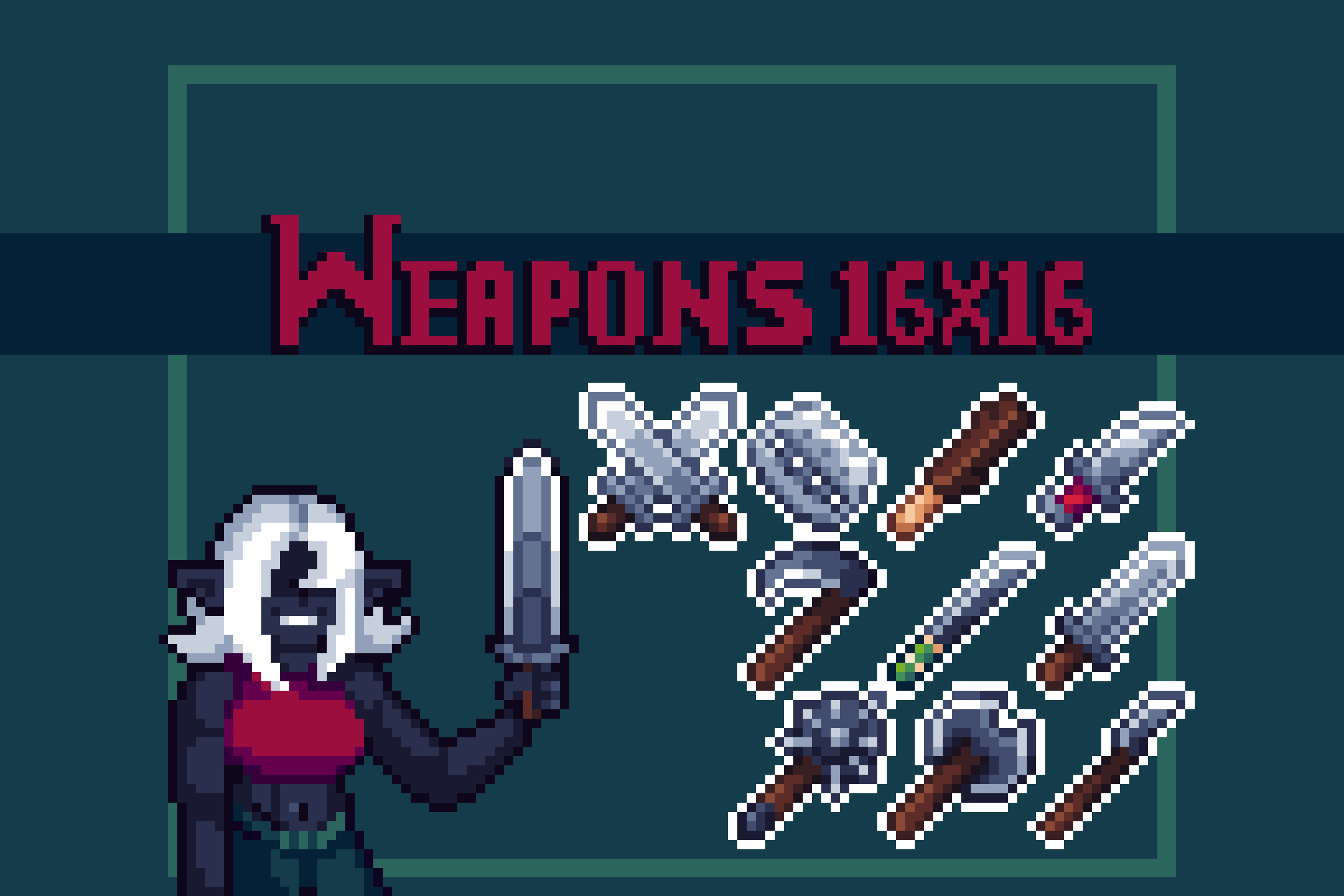 Weapons 16x16 by Joel Scrawl