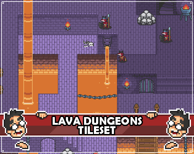 2D Pixel Art Lava Dungeons Tileset by Elthen's Pixel Art Shop