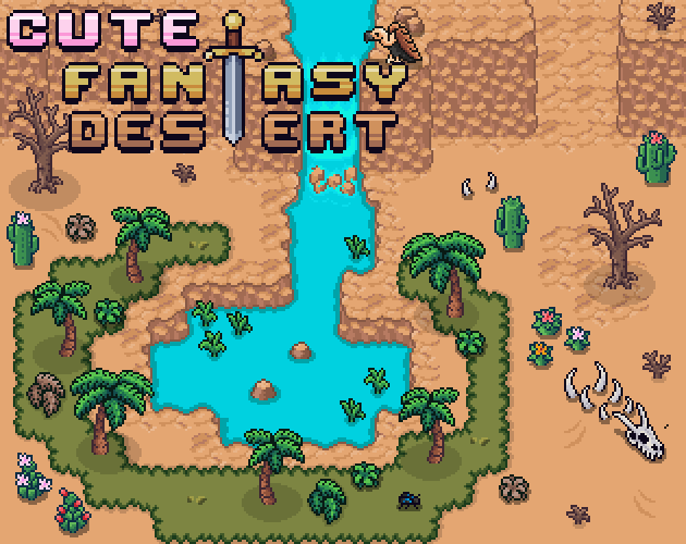 Cute Fantasy Desert - 16x16 top down pixel art asset pack by Kenmi