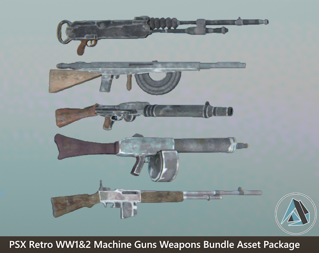 PSX Retro WW1&2 Machine Guns Weapons Bundle Asset Package {Paid 3D ...