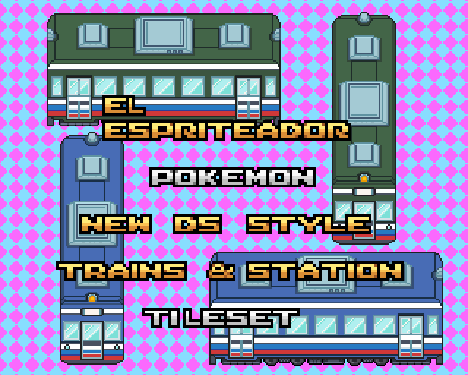 Pokemon DS Style Train & Station by El Espriteador