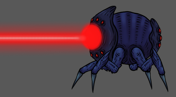 2d animated monster character, laser flea by Ismartal