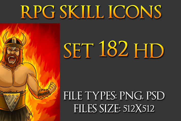 182 RPG Skill Icons by Free Game Assets (GUI, Sprite, Tilesets)