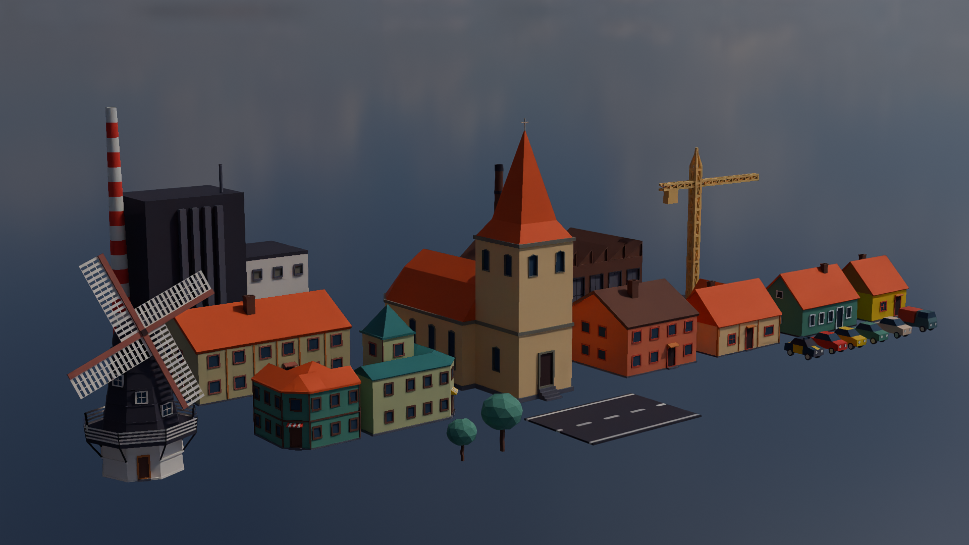 Small town low poly buildings bundle by pernil75