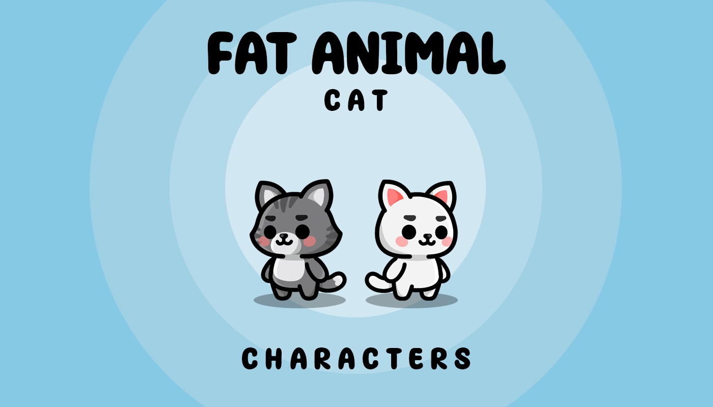 Cute Fat Animal Characters - Cat by Segel2D