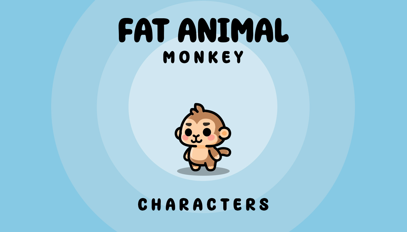 Cute Fat Animal Characters - Monkey by Segel2D