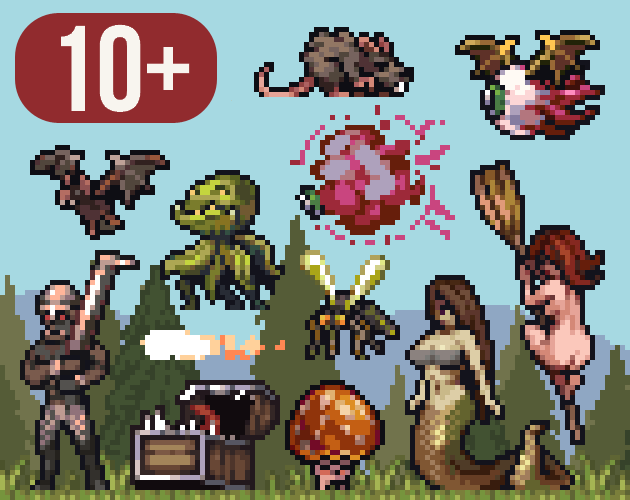10 Pixel Art Enemy Characters - Enemy Pack by GandalfHardcore