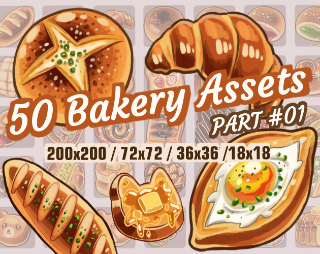 50 Bakery Illustration Asset Pack by ShiningRie