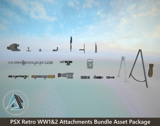 PSX Retro WW1&2 Attachments Bundle Asset Package {Paid 3D Asset Package ...